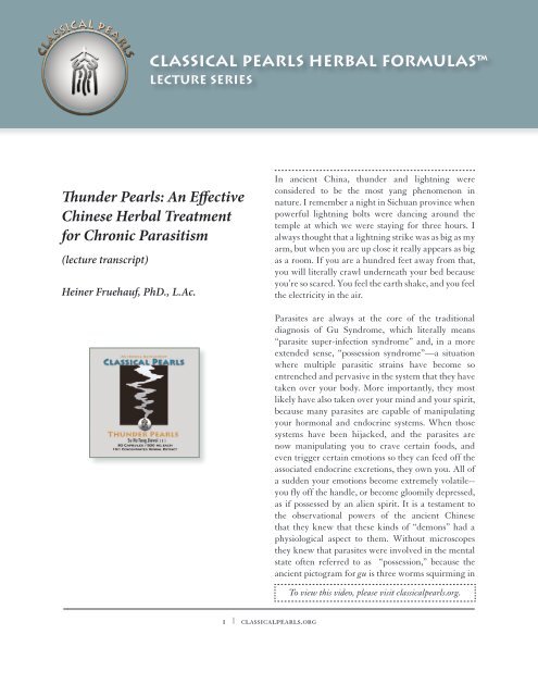 CLASSICAL PEARLS HERbAL FORMULAS™ Thunder ... - MediGogy