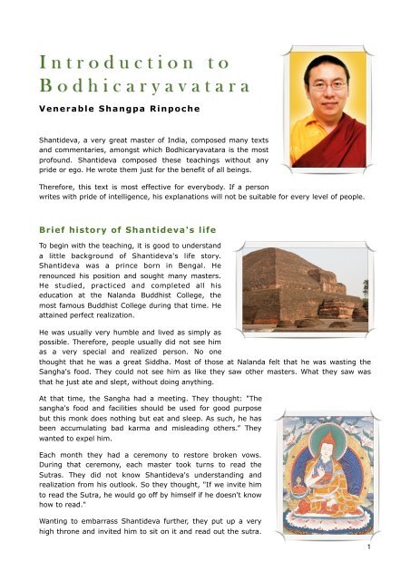 Introduction to Bodhicaryavatara - Shangpa Rinpoche Online