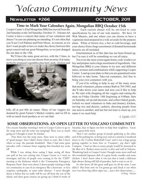 October 2011 - The Cooper Center