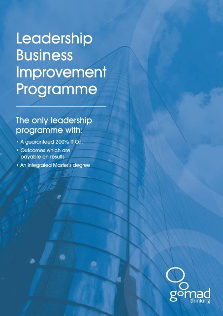 Leadership Business Improvement Programme - Go MAD Thinking