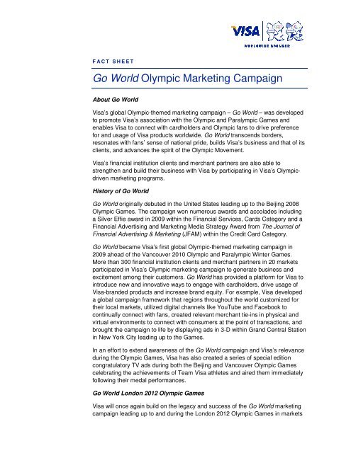 Go World Olympic Marketing Campaign - Visa