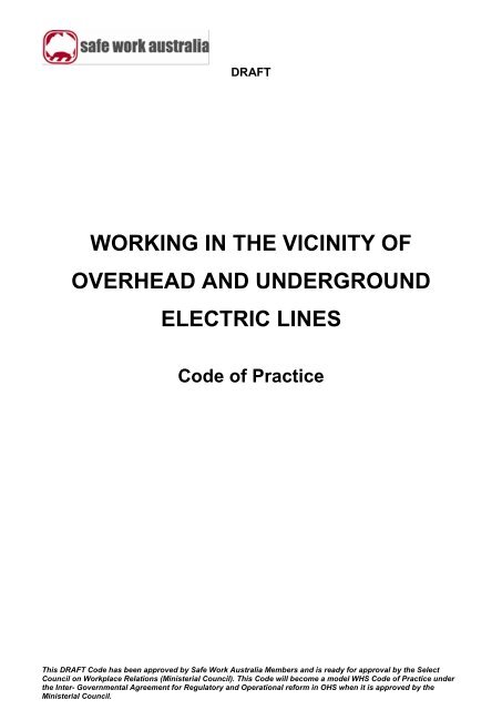 CODE OF PRACTICE: WORKING NEAR OVERHEAD ELECTRIC ...