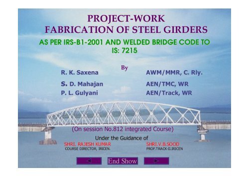 PROJECT-W ORK FABRICATION OF STEEL GIRDERS - iricen