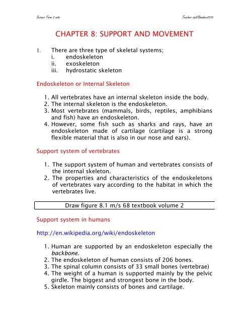CHAPTER 8: SUPPORT AND MOVEMENT