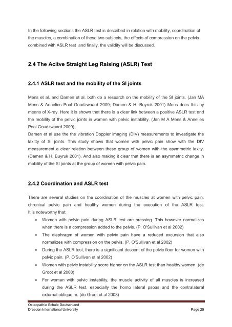 In the following sections