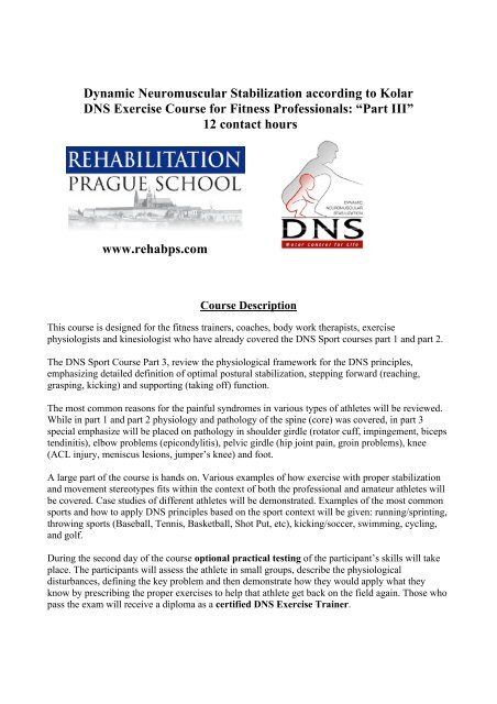 DNS Exercise Course for Fitness Professionals ... - Prague School
