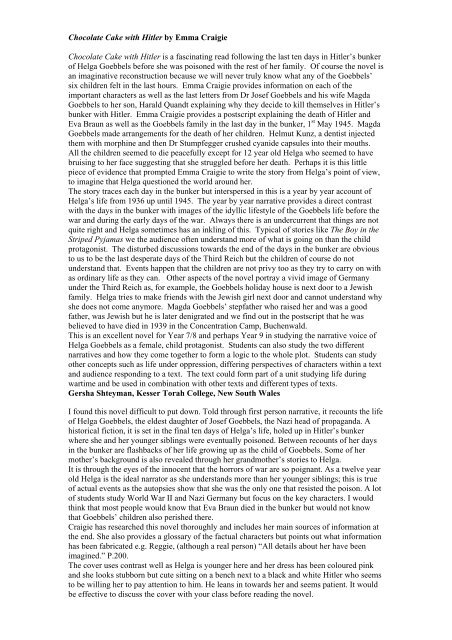 Chocolate Cake with Hitler by Emma Craigie Chocolate Cake with ...