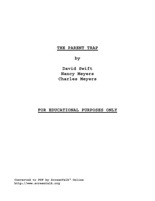The Parent Trap - Daily Script
