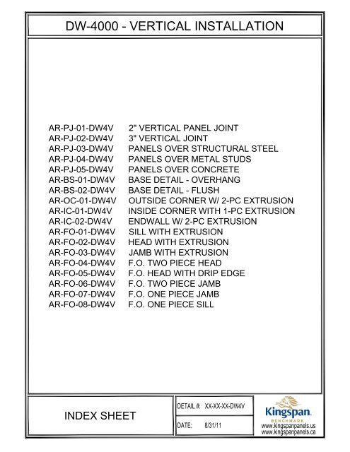 DW-4000 - VERTICAL INSTALLATION - Kingspan Insulated Panels
