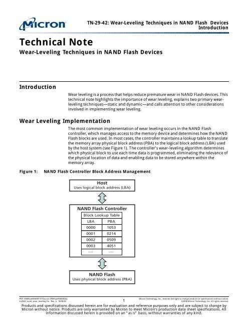 Tn 29 42 Wear Leveling Techniques In Nand Flash Devices Micron 