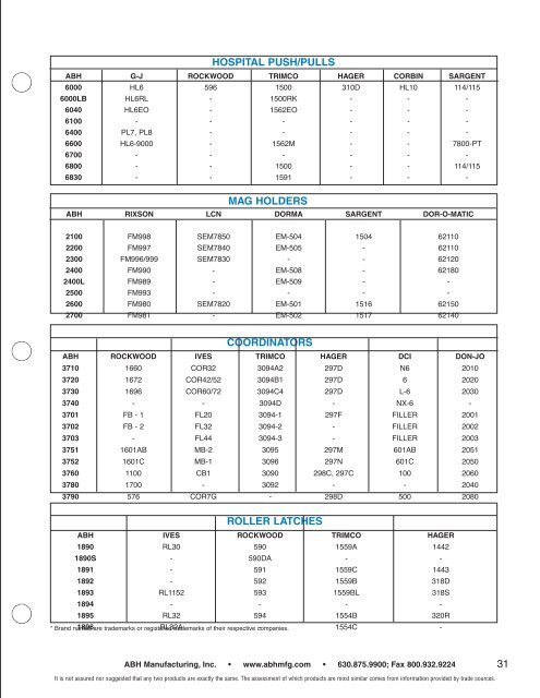 CROSS-REFERENCE CHART CON