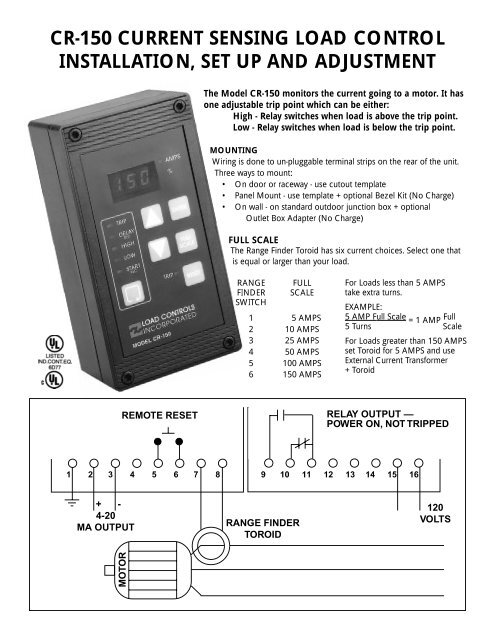 CR-150 CURRENT SENSING LOAD CONTROL ... - Load Controls Inc