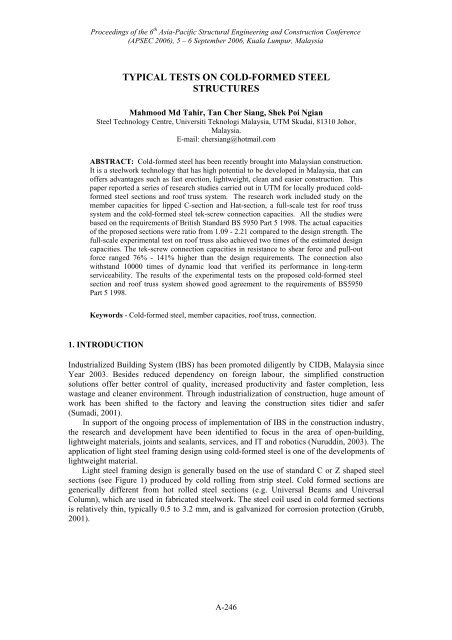 typical tests on cold-formed steel structures - Universiti Teknologi ...
