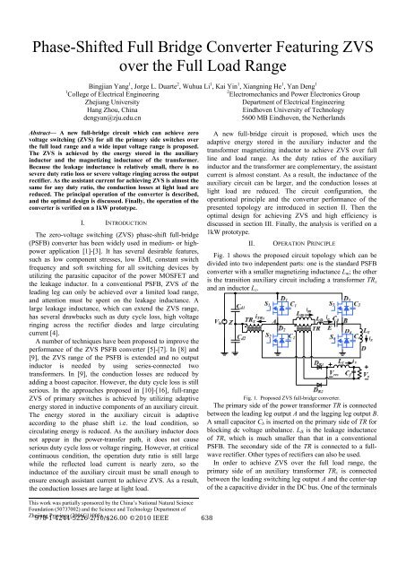 Phase-Shifted Full Bridge Converter Featuring ZVS over the ... - Ninfa