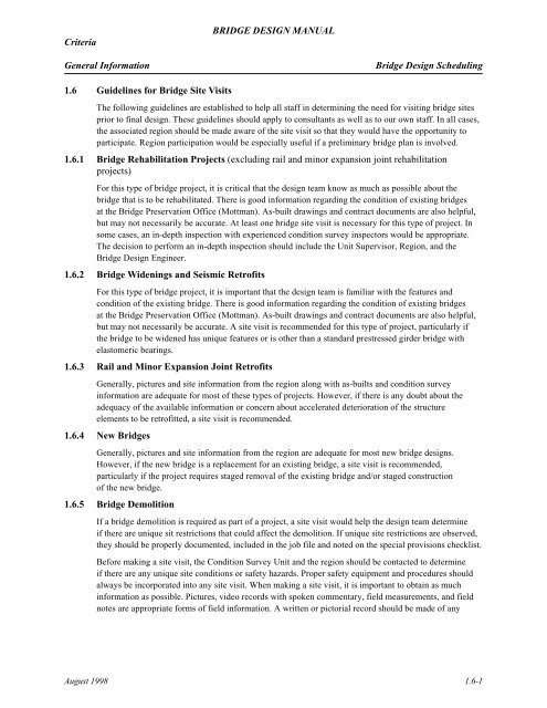 Criteria BRIDGE DESIGN MA