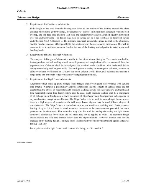 Criteria BRIDGE DESIGN MA