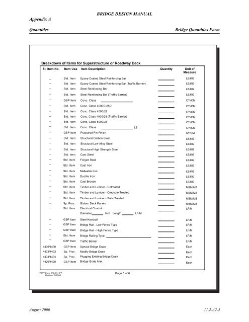 Appendix A BRIDGE DESIGN