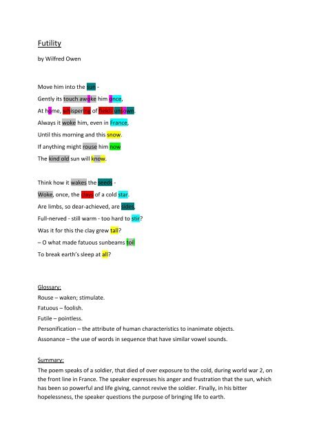 Futility Wilfred Owen