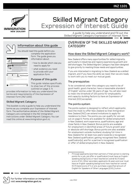 Expression of Interest Guide (INZ 1101) - Immigration New Zealand
