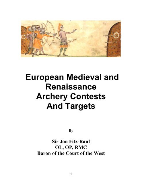 European Medieval and Renaissance Archery Contests And Targets