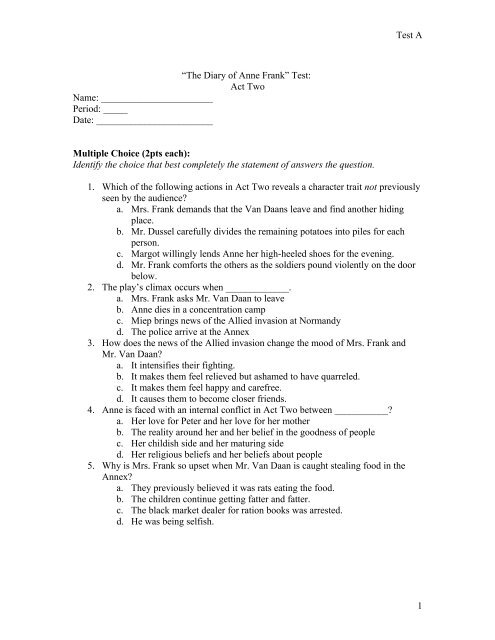 â€œThe Diary of Anne Frankâ€ Test: