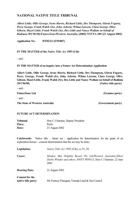 Albert Little, Ollie George - National Native Title Tribunal