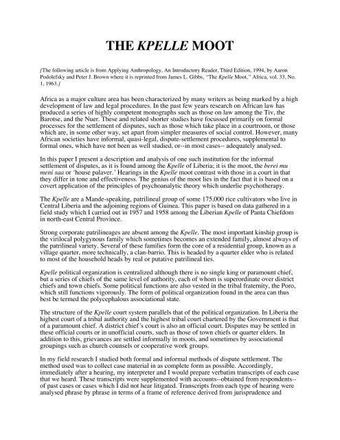 THE KPELLE MOOT - Anthroprof.org