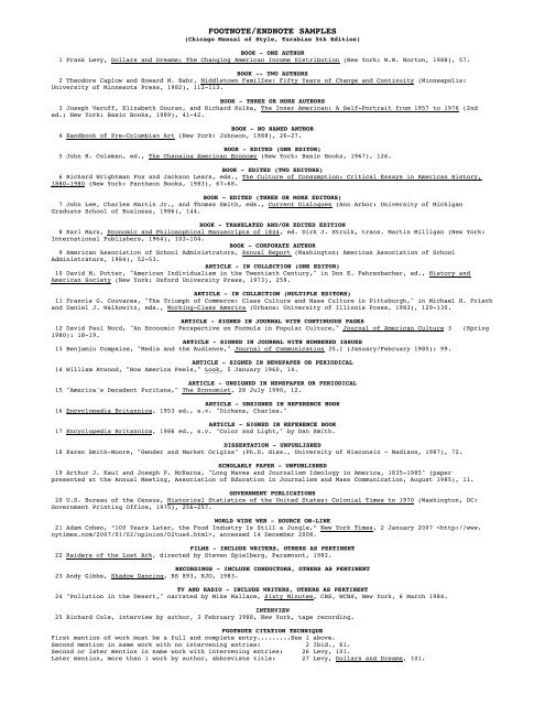 FOOTNOTE/ENDNOTE SAMPLES
