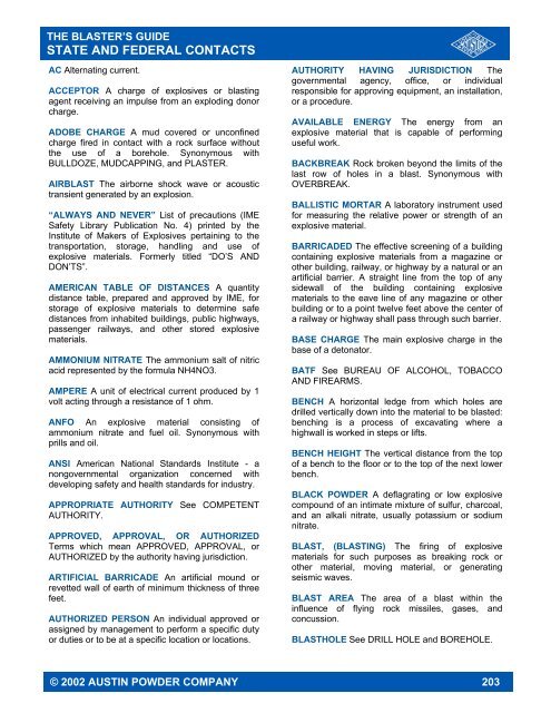 THE BLASTER’S GUIDE STA