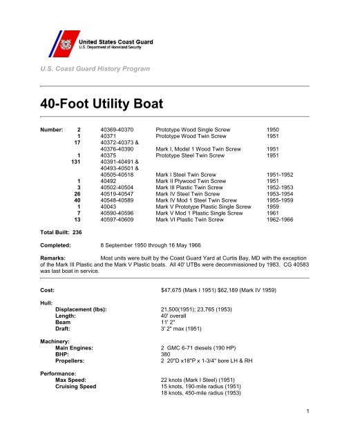40-Foot Utility Boat - U.S. Coast Guard