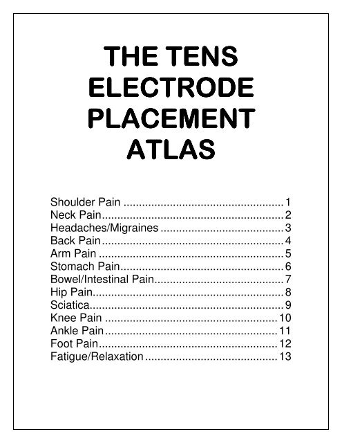 the tens electrode placement atlas - North West Physiotherapy