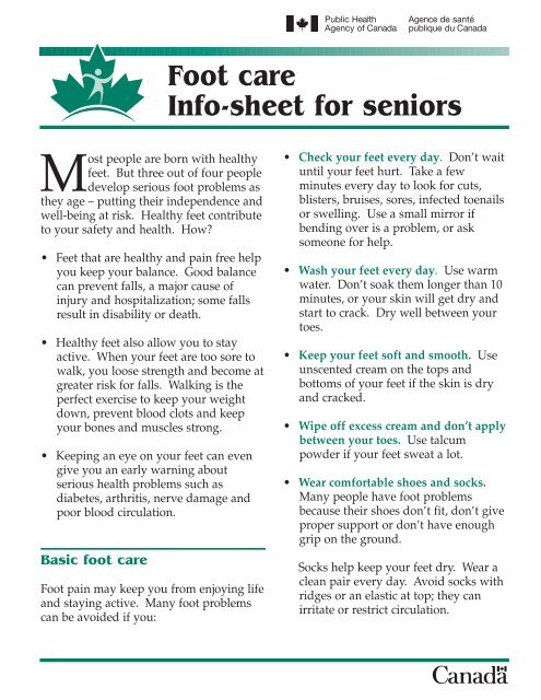 Foot care - Info-sheet for seniors