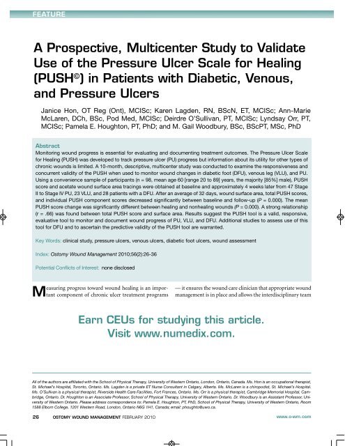 Study to Validate Use of Pressure Ulcer Scale for ... - Thehealthline.ca