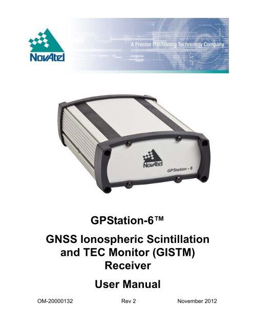 GPstation-6 Receiver User Manual.book - NovAtel Inc.