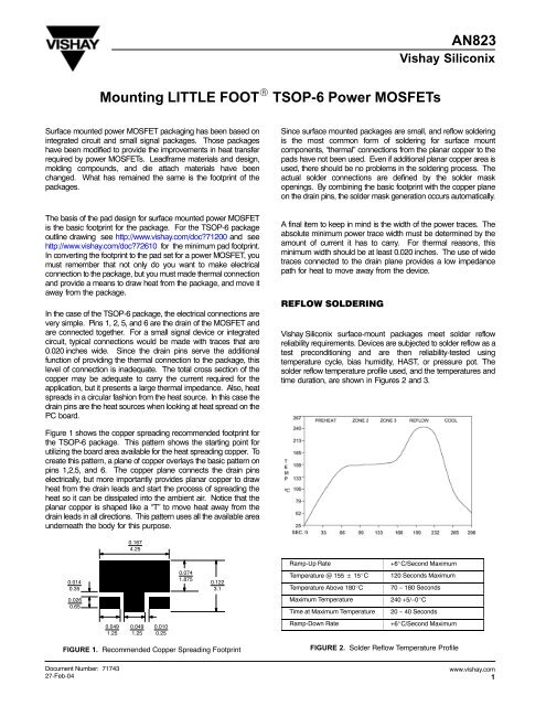 AN823 Mounting LITTLE FOOT TSOP-6 Power MOSFETs - Vishay