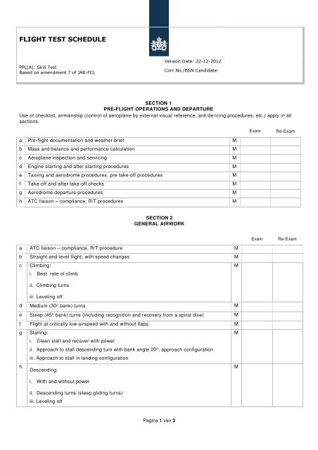 FLIGHT TEST SCHEDULE