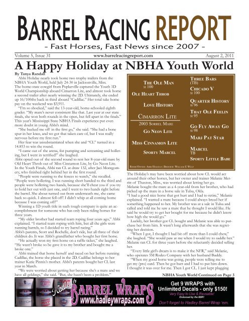 A Happy Holiday at NBHA Youth World - Barrel Racing Report