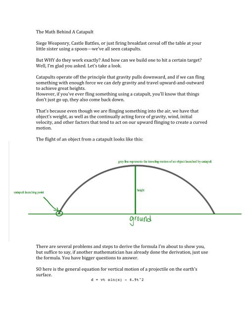 The Math Behind A Catapult Siege Weaponry, Castle Battles, or just ...