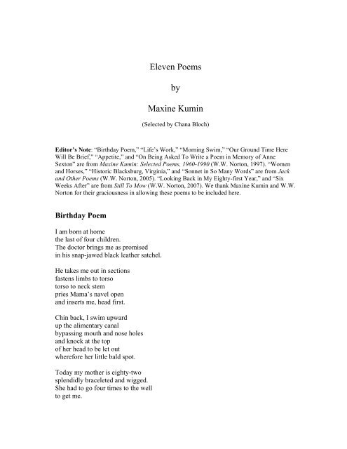Eleven Poems Maxine Kumin - Persimmon Tree