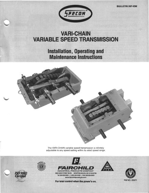 VARI-CHAIN VARIABLE SPEED TRANSMISSION - Specon