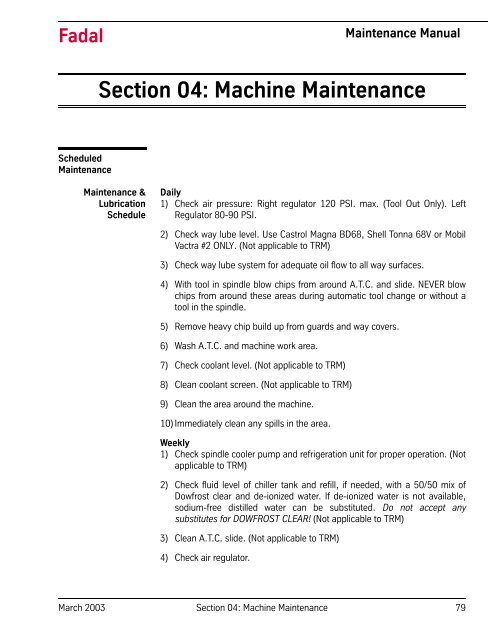 Section 04: Machine Maintenance - Flint Machine Tools, Inc.