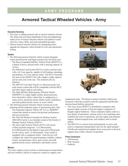 Armored Tactical Wheeled Vehicles - Army - DOT&E