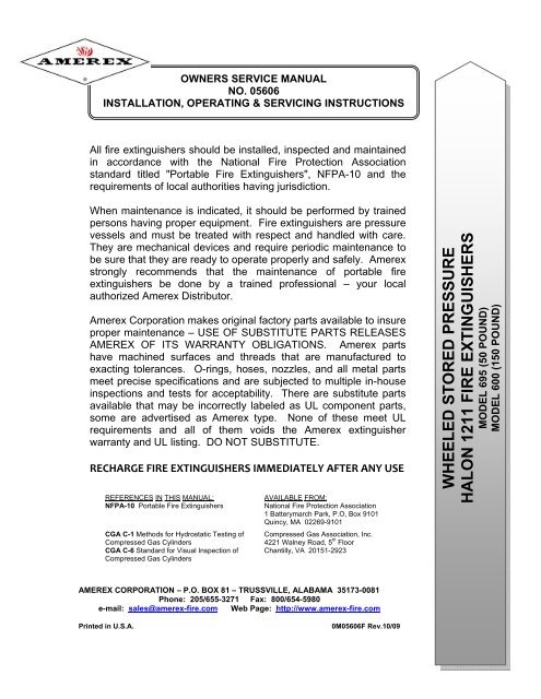 wheeled stored pressure halon 1211 fire extinguishers - Amerex ...