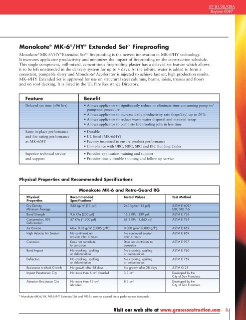 MONOKOTE ® FIREPROOFING