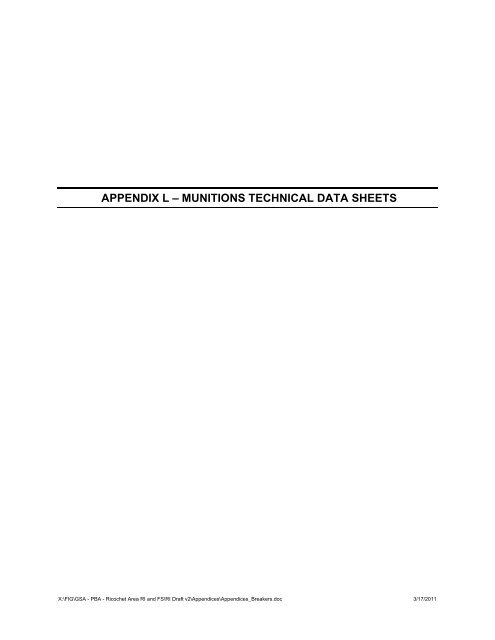 APPENDIX L – MUNITIONS TECHNICAL DATA SHEETS