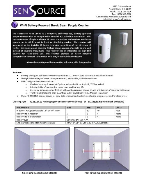 Wi-Fi Battery-Powered Break Beam People Counter - SenSource