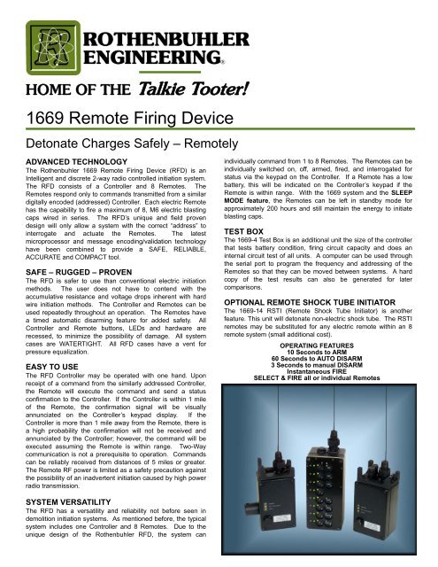 1669 Remote Firing Device - Rothenbuhler Engineering