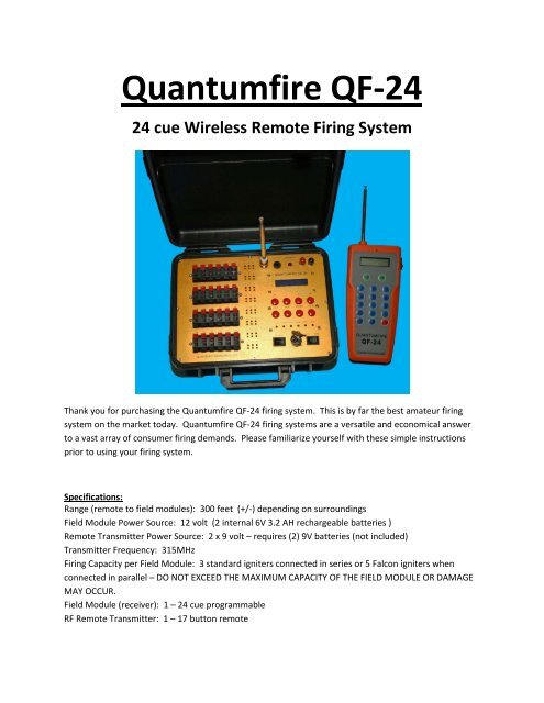 Quantumfire QF-24 24 cue Wireless Remote Firing System