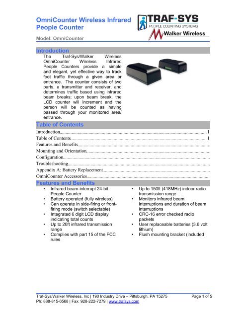 OmniCounter Wireless Infrared People Counter - Walker Wireless