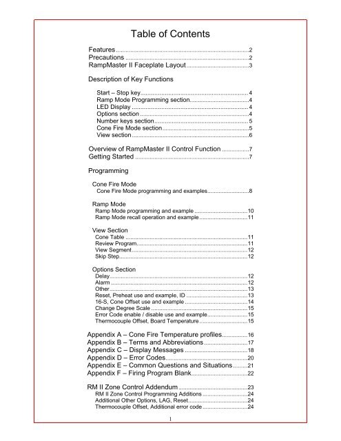 RampMaster II Operators Manual (1998 to Fall 2005 - Evenheat Kilns